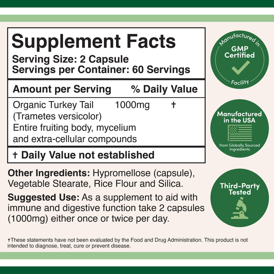 Organic Turkey Tail Mushroom Powder - Immune Support